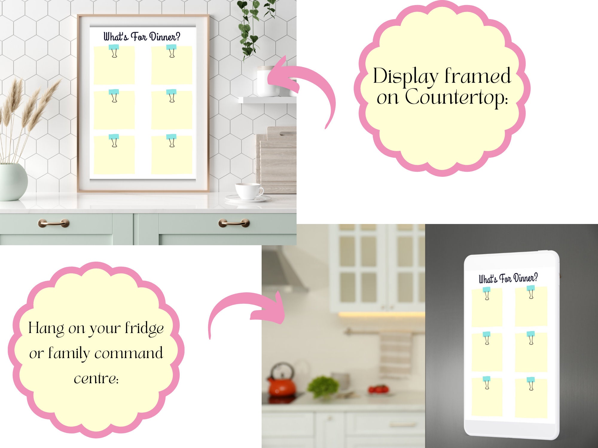 What's for Dinner Printable Family Meal Planner Post-its | Write-on ...
