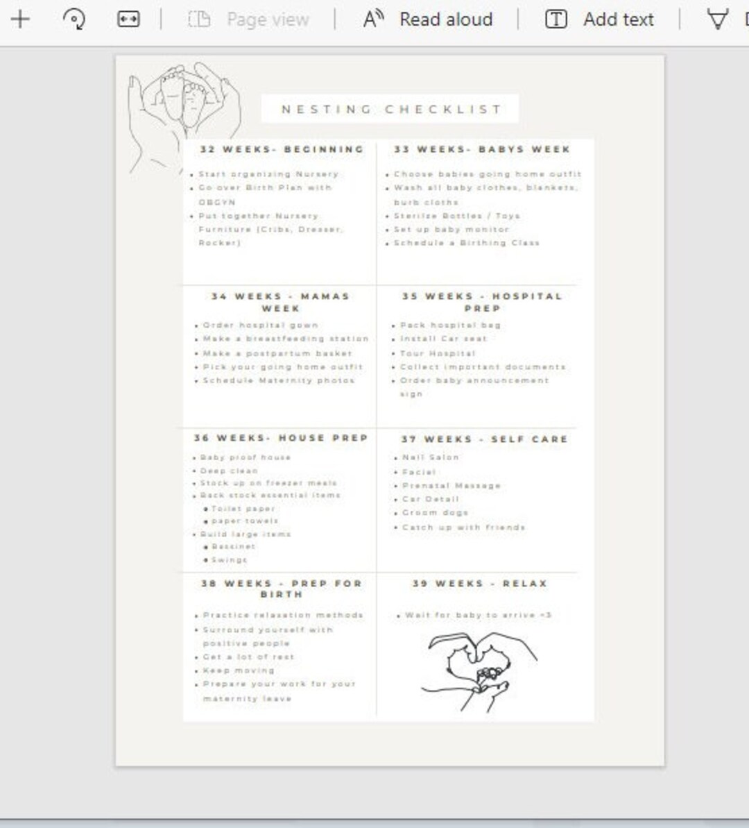 Baby Nesting Checklist - Etsy