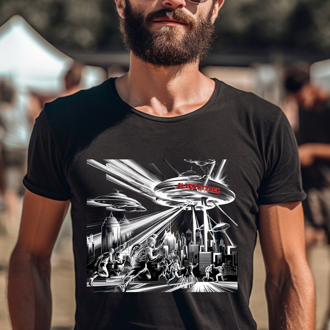 Alien Attack Shirt, UFO Invasion Tee, Sci-fi Fashion,space Invasion T ...