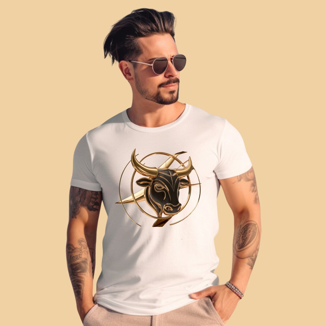 Bull Pattern T-shirt,bull Themed Apparel,bull Print Tee,bull Graphic ...
