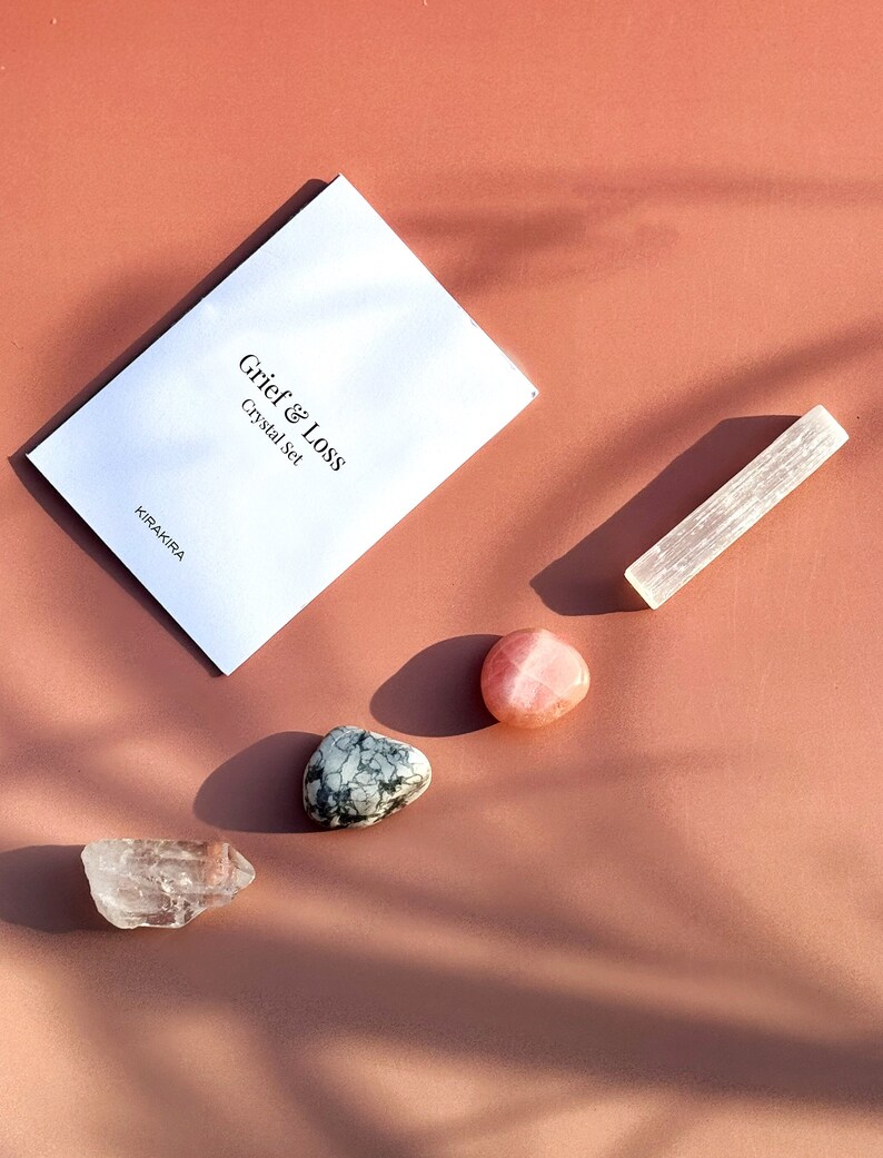 Grief & Loss Crystal Healing Set | Clear Quartz Rose Quartz Selenite ...