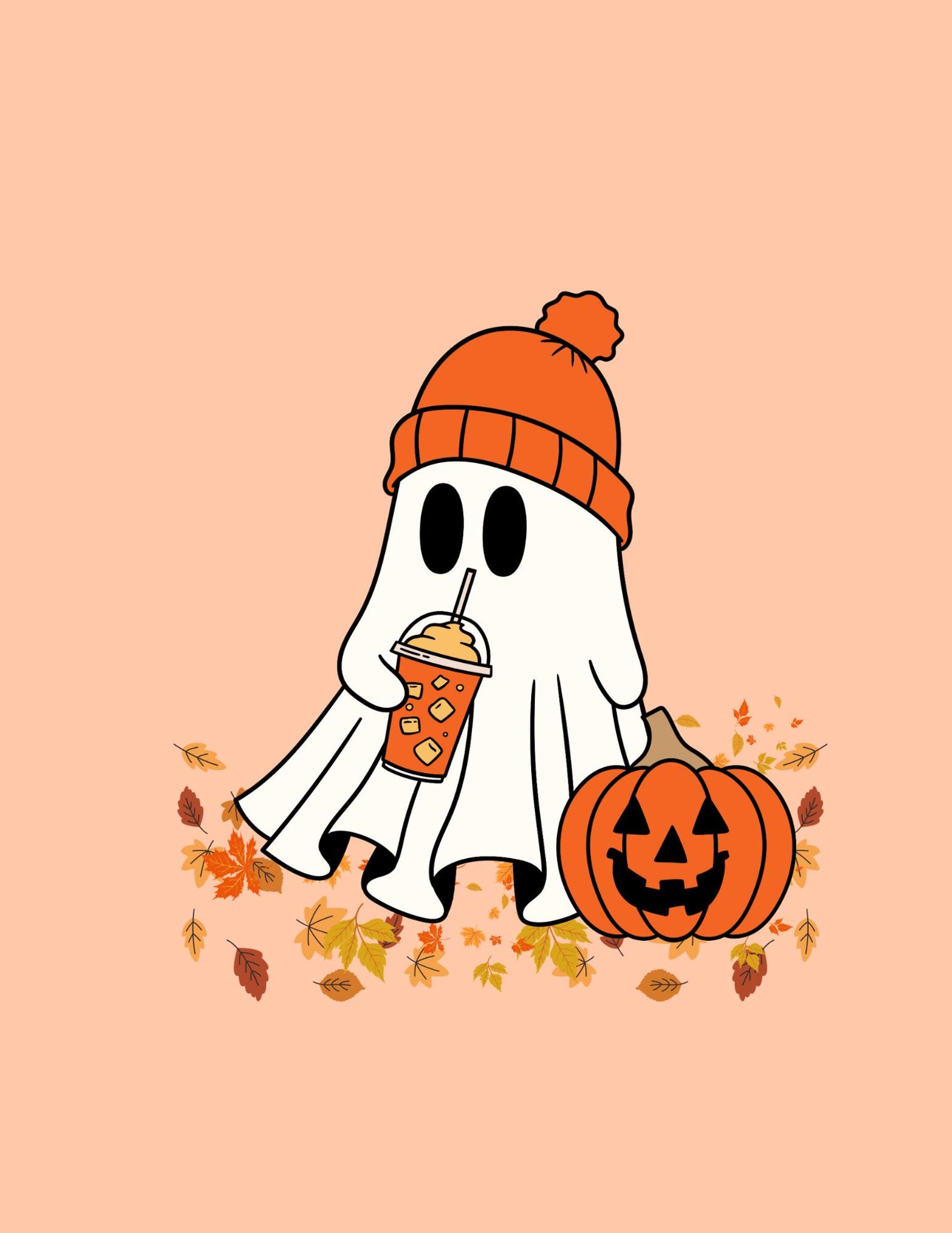 Cozy Fall Ghost Instant Digital Download | Halloween Wall Art Print ...