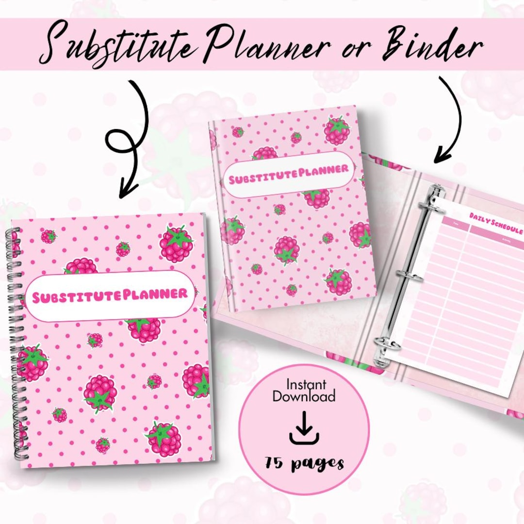 Substitute Teacher Planner Agenda Raspberries Classroom Organization ...
