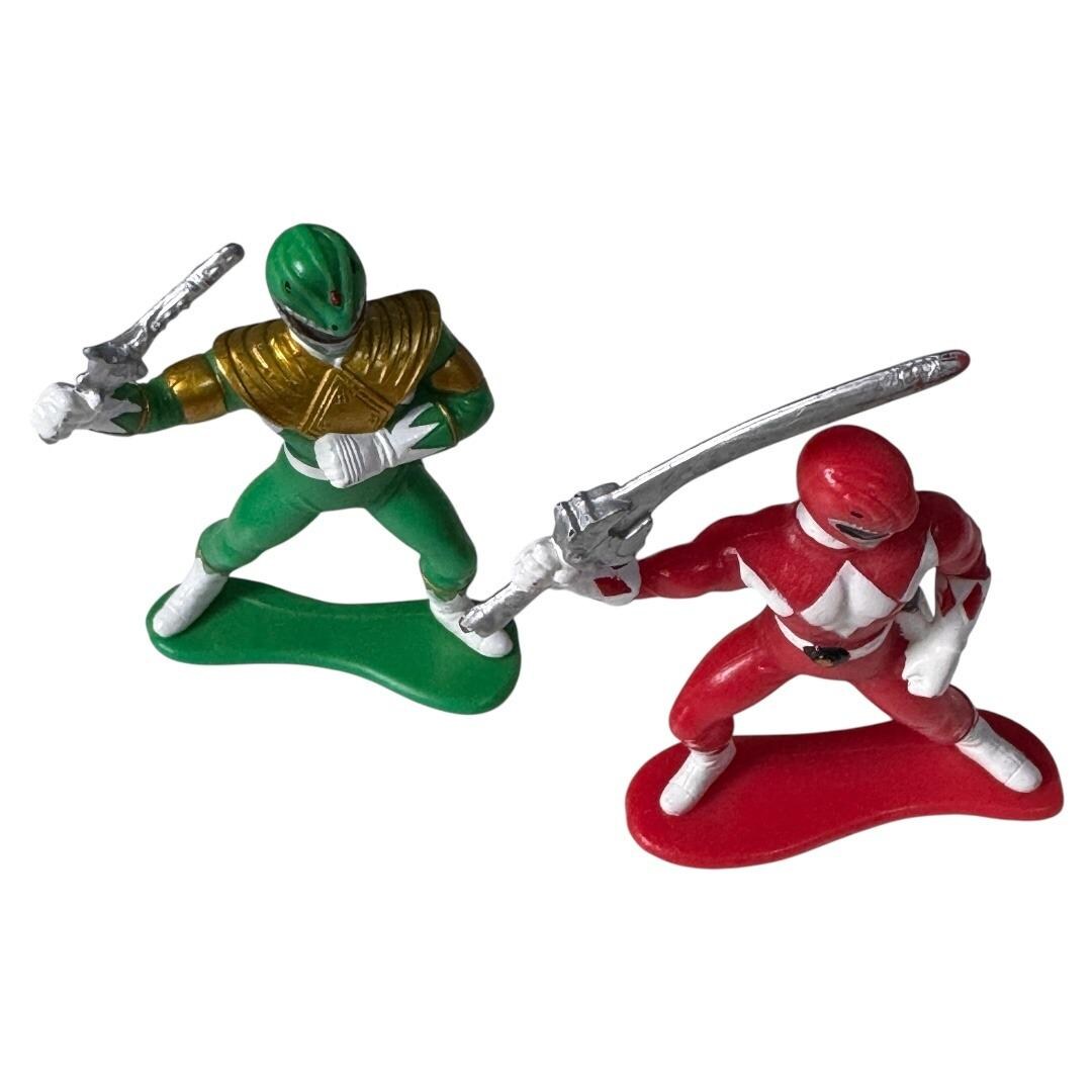 Vintage 1993 Power Rangers Bandai Red Green Ranger Cake Toppers Figures ...