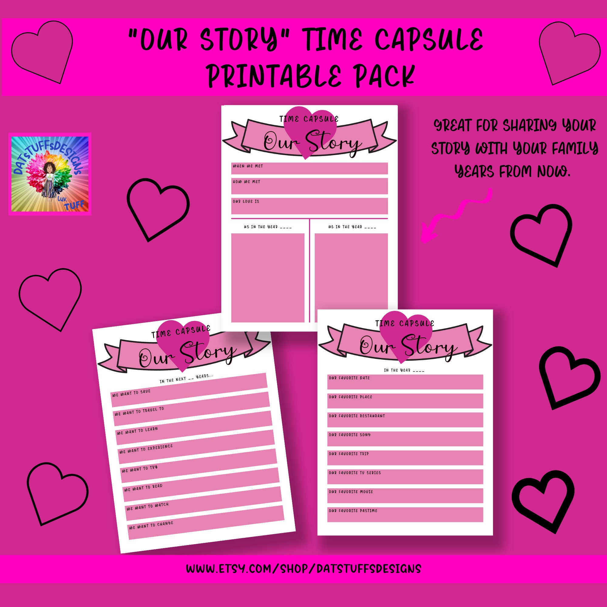 Time Capsule Printables Pack, Our Story Time Capsule, Memory Pack, DIY ...