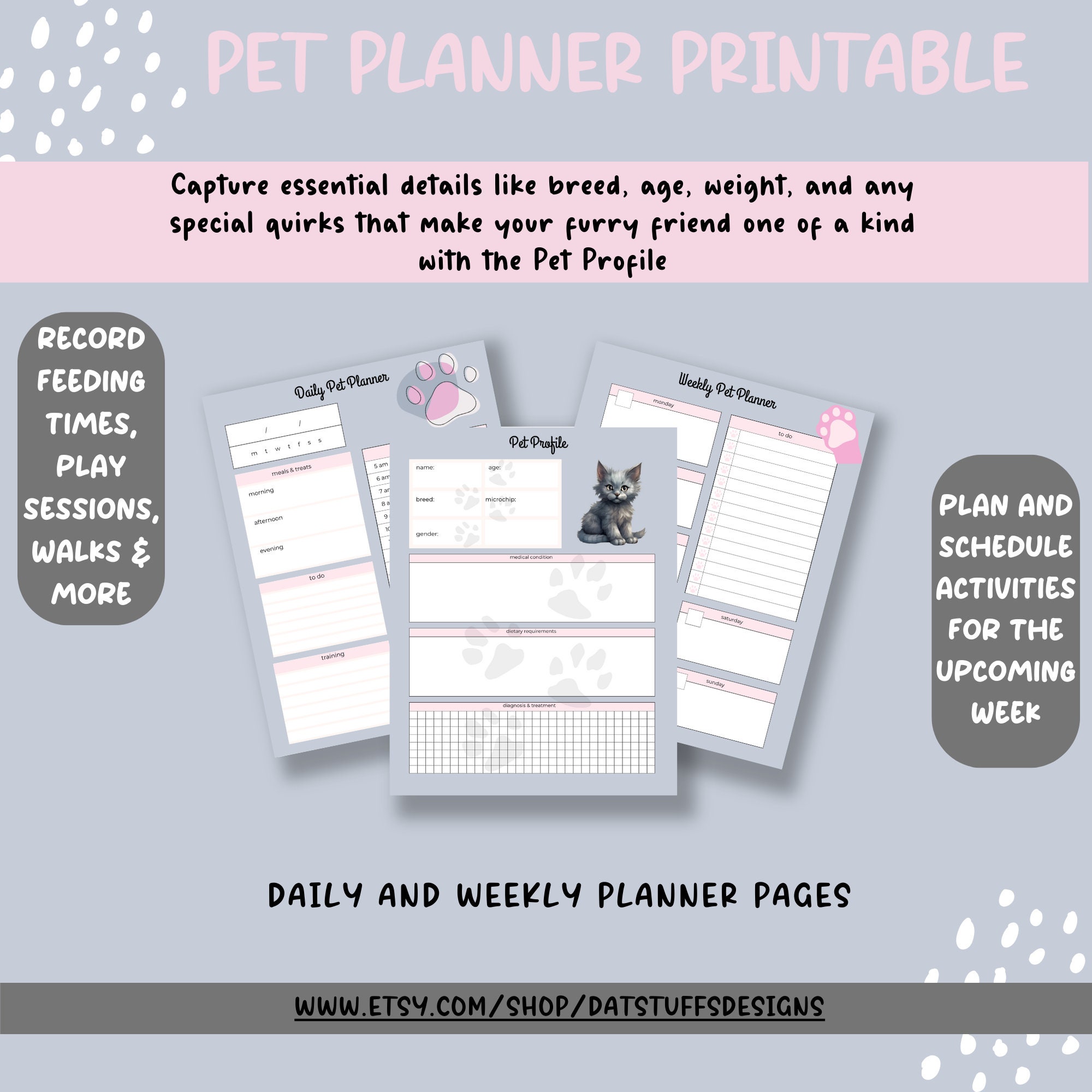 Pet Planner, Pet Care Plan, Pet Profile, Pet Health Tracker, Dog ...