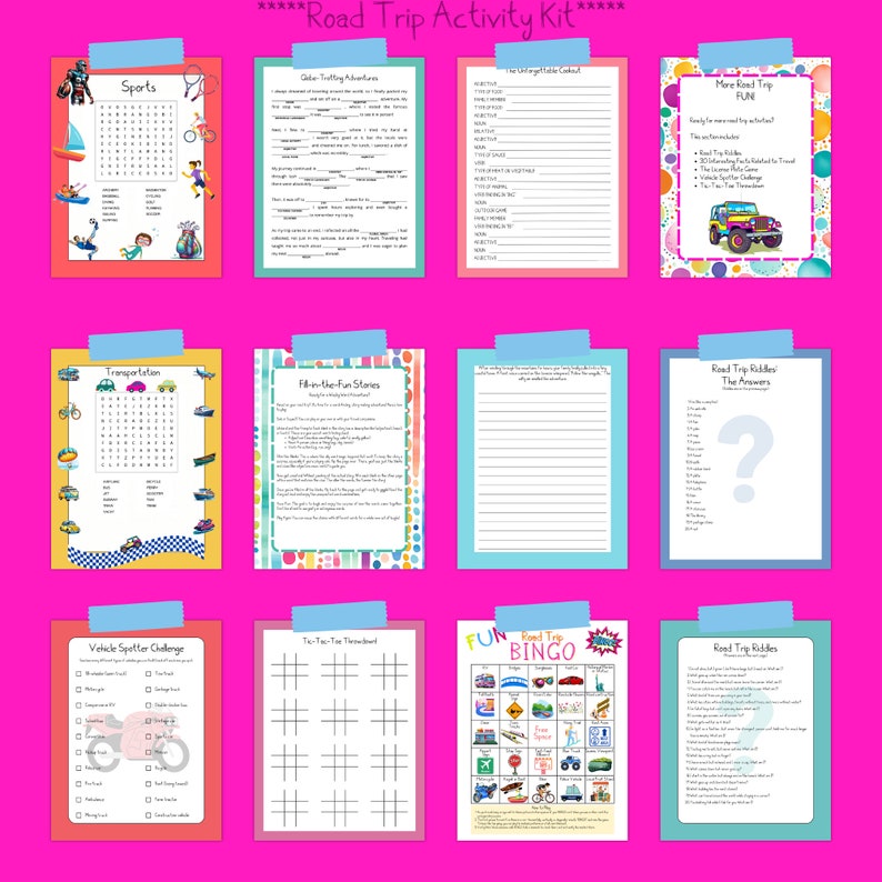 Vacation Planner, Road Trip Activity Kit-summer Spark List-vacation ...