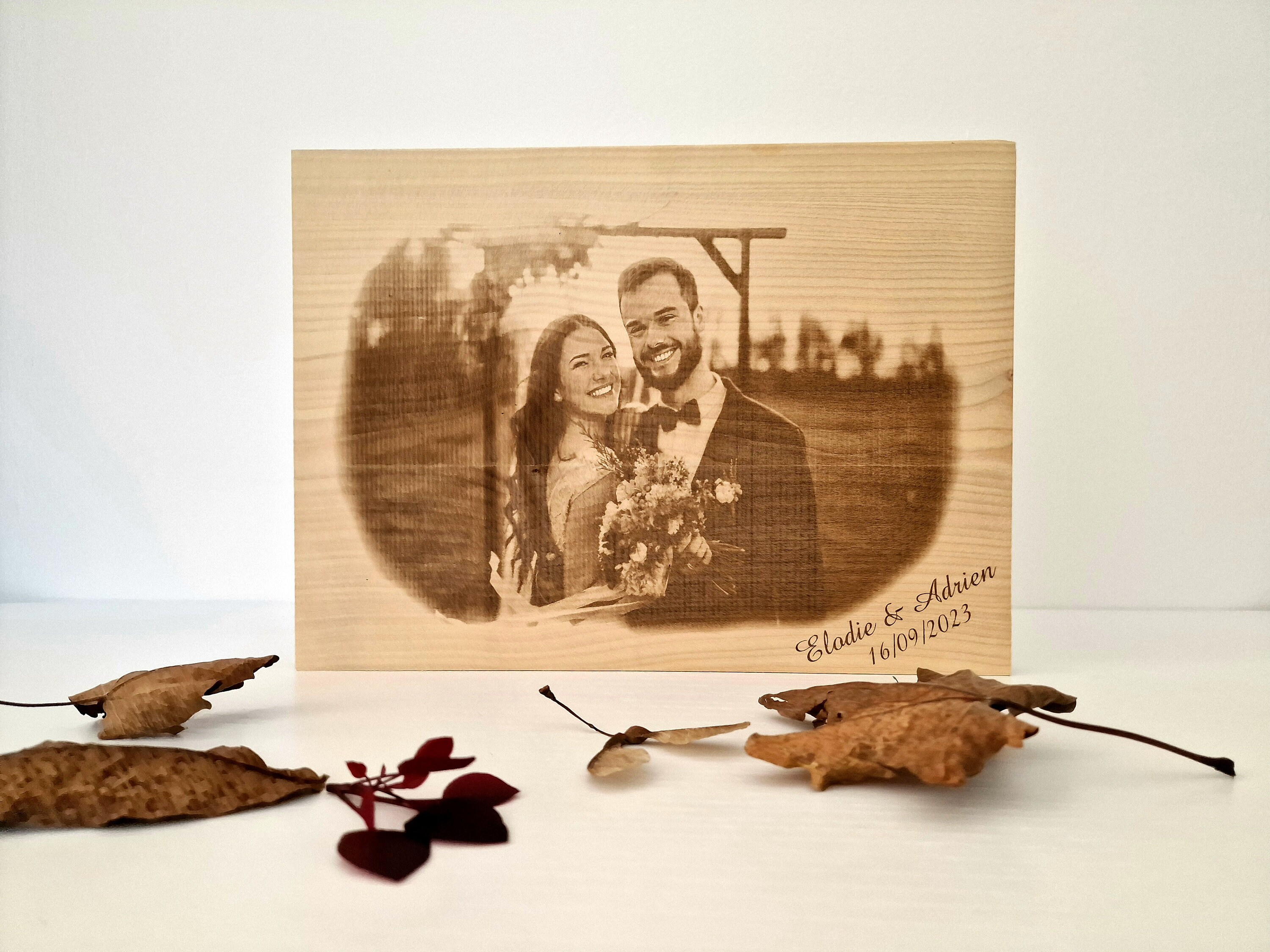 Personalized Photo Laser Engraving on Wood - Portrait for Couples ...