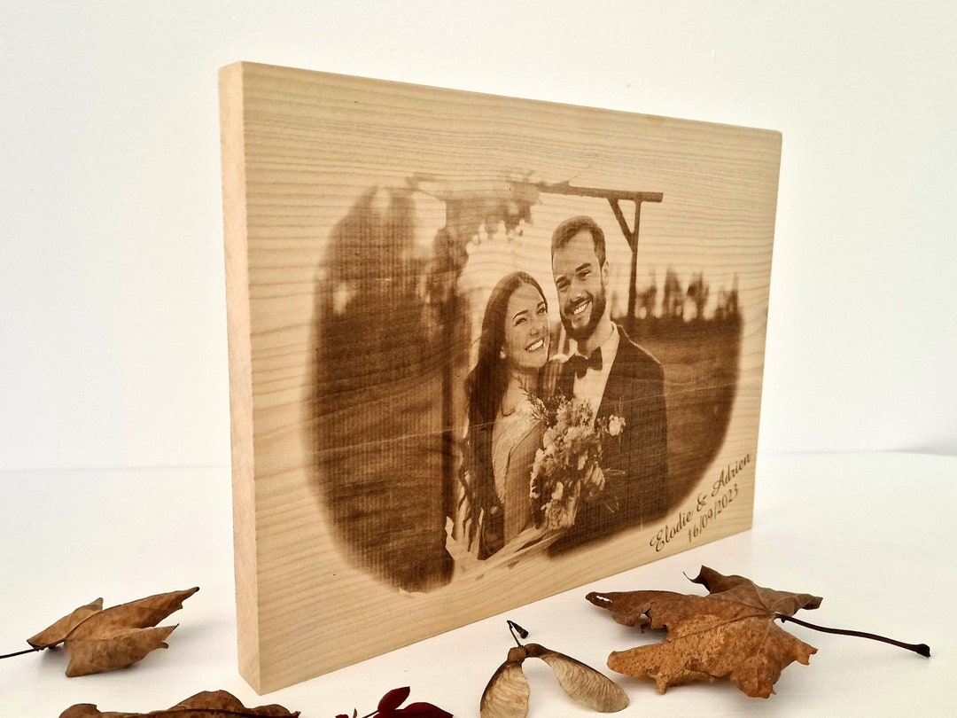 Personalized Photo Laser Engraving on Wood Portrait for Couples Gift ...