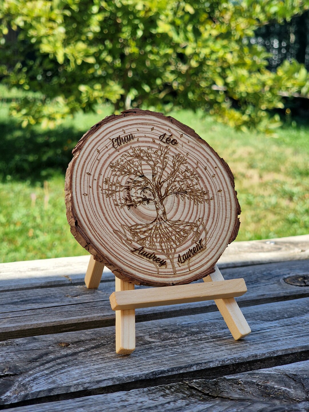 Tree of Life With a Personalized Slice of Tree Trunk. - Etsy