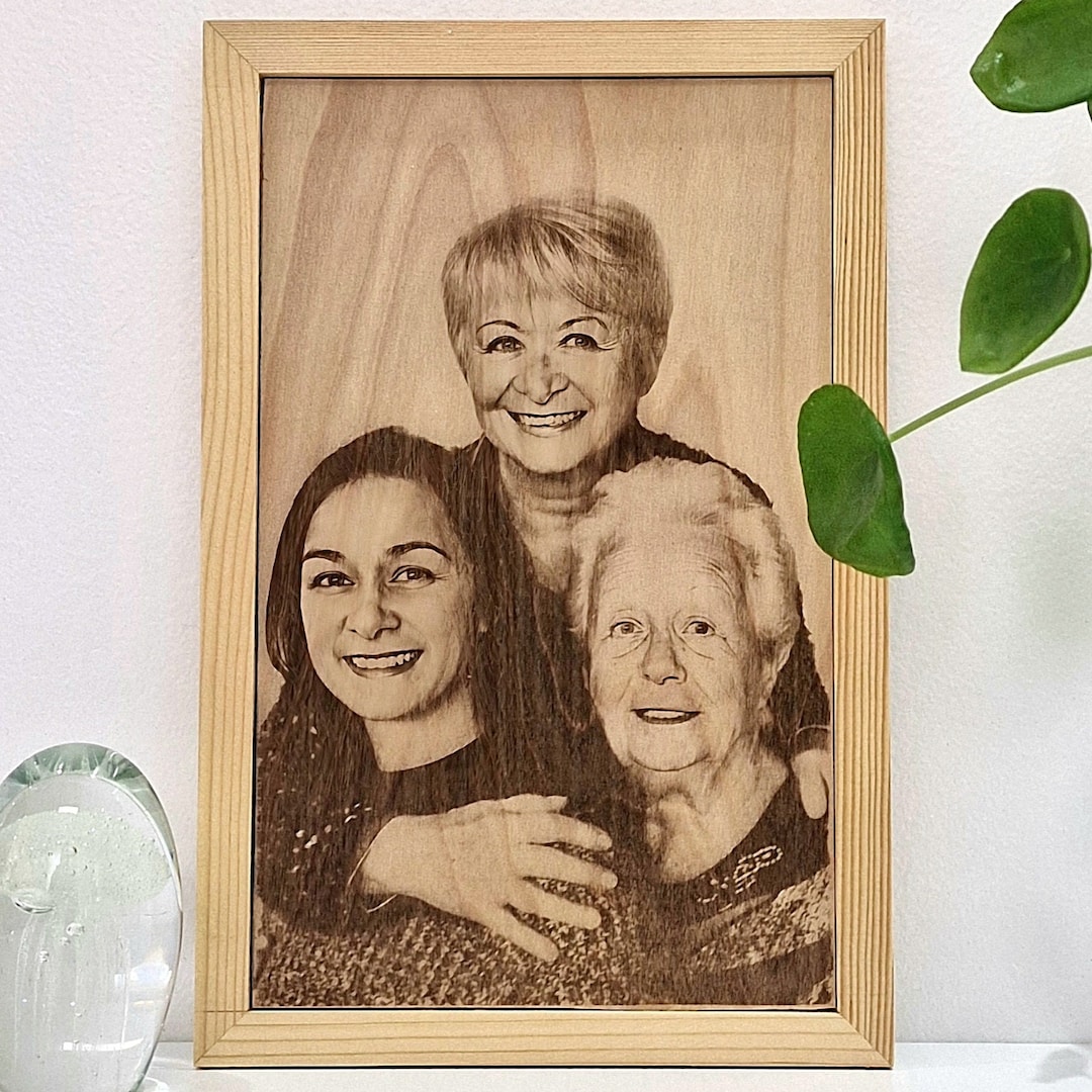 Custom Photo Laser Engraving on Wood - Portrait for Couples - Pets ...