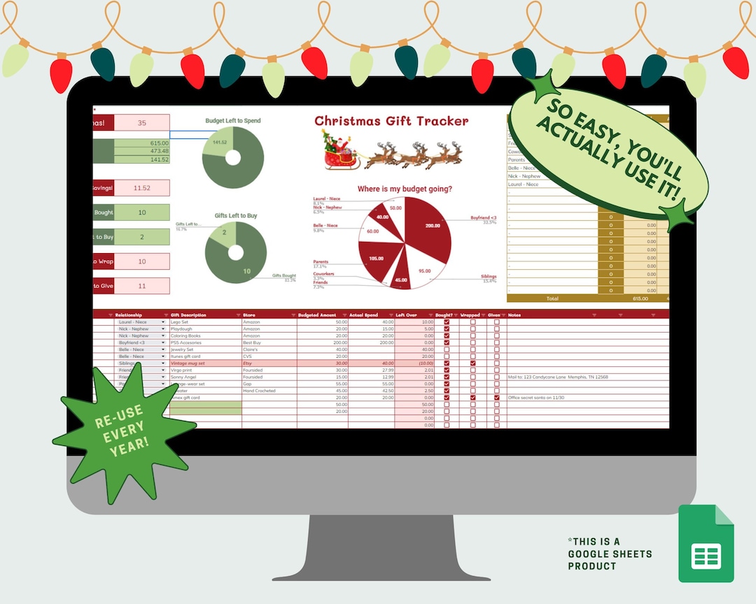 Christmas Budget Tracker, Christmas Gift Tracker - Simple & Easy - Etsy