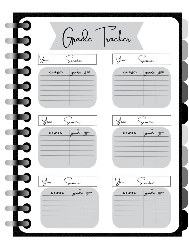 Grade Tracker, Digital Download, Student Planner, Track Your Grades Pdf ...