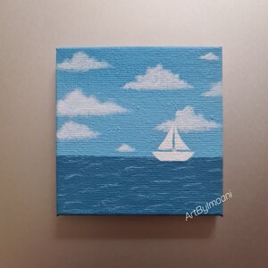 Mini Boat at Sea Canvas Painting ORIGINAL - Etsy