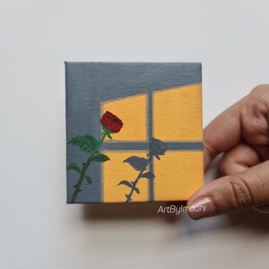 Mini Golden Hour Rose Canvas Painting ORIGINAL - Etsy