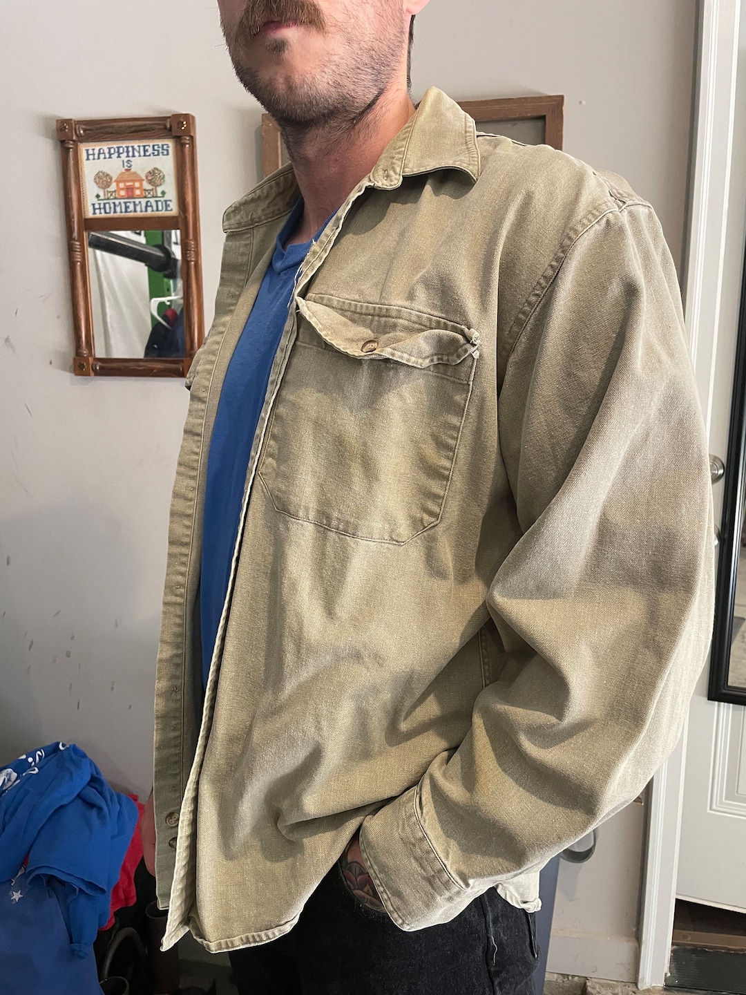 Men’s Vintage Work Shirt Pre Worn Distressed Large - Etsy