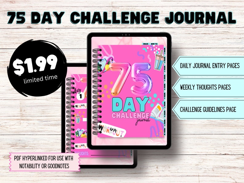 75 Day Challenge Journal - Etsy