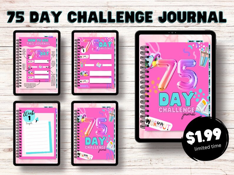 75 Day Challenge Journal - Etsy