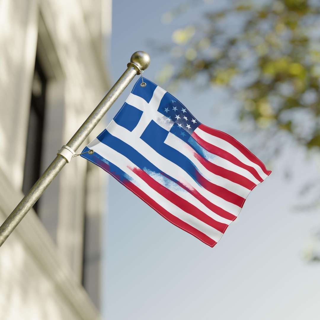 Greek American Two Sided Flag Art - Etsy