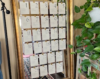Printed Wedding Table Cards for Seating Chart Wedding Mirror Seating ...