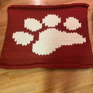 Paw Print Chunky Knit Blanket (50x60) - Etsy