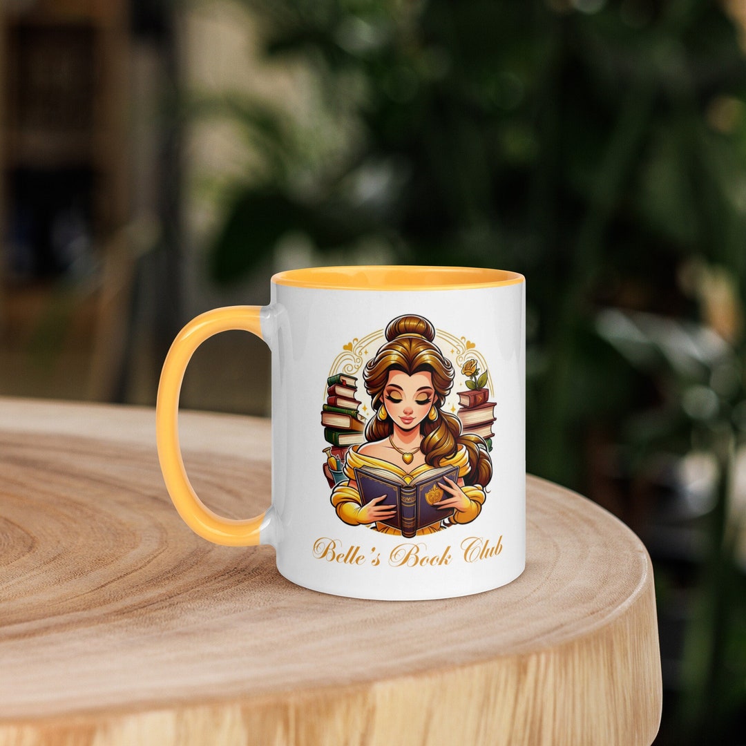 Belle's Book Club, Disney Princess Belle Mug With Color Inside - Etsy