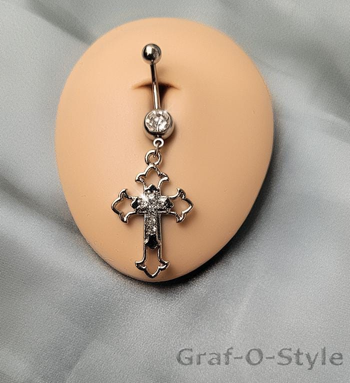 Cross Belly Button Ring - Etsy