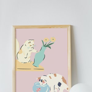 Whimsical Cats Delight - Digital Art Print - Etsy