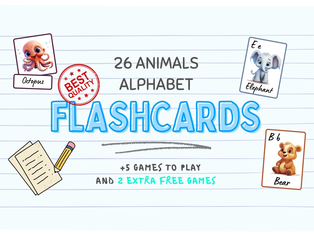 26 Animal Alphabet Flashcards: Engaging Educational Tool for Kids ...