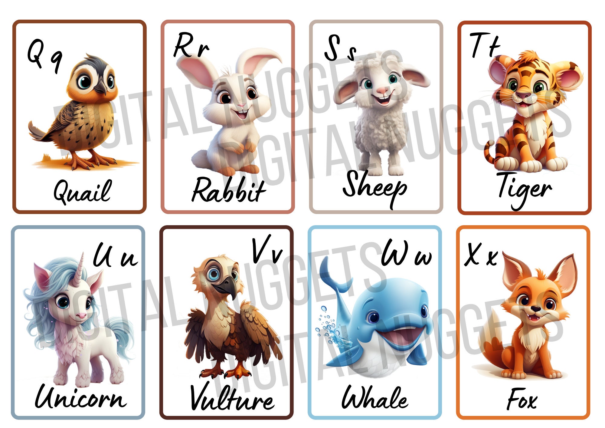 26 Animal Alphabet Flashcards: Engaging Educational Tool for Kids ...
