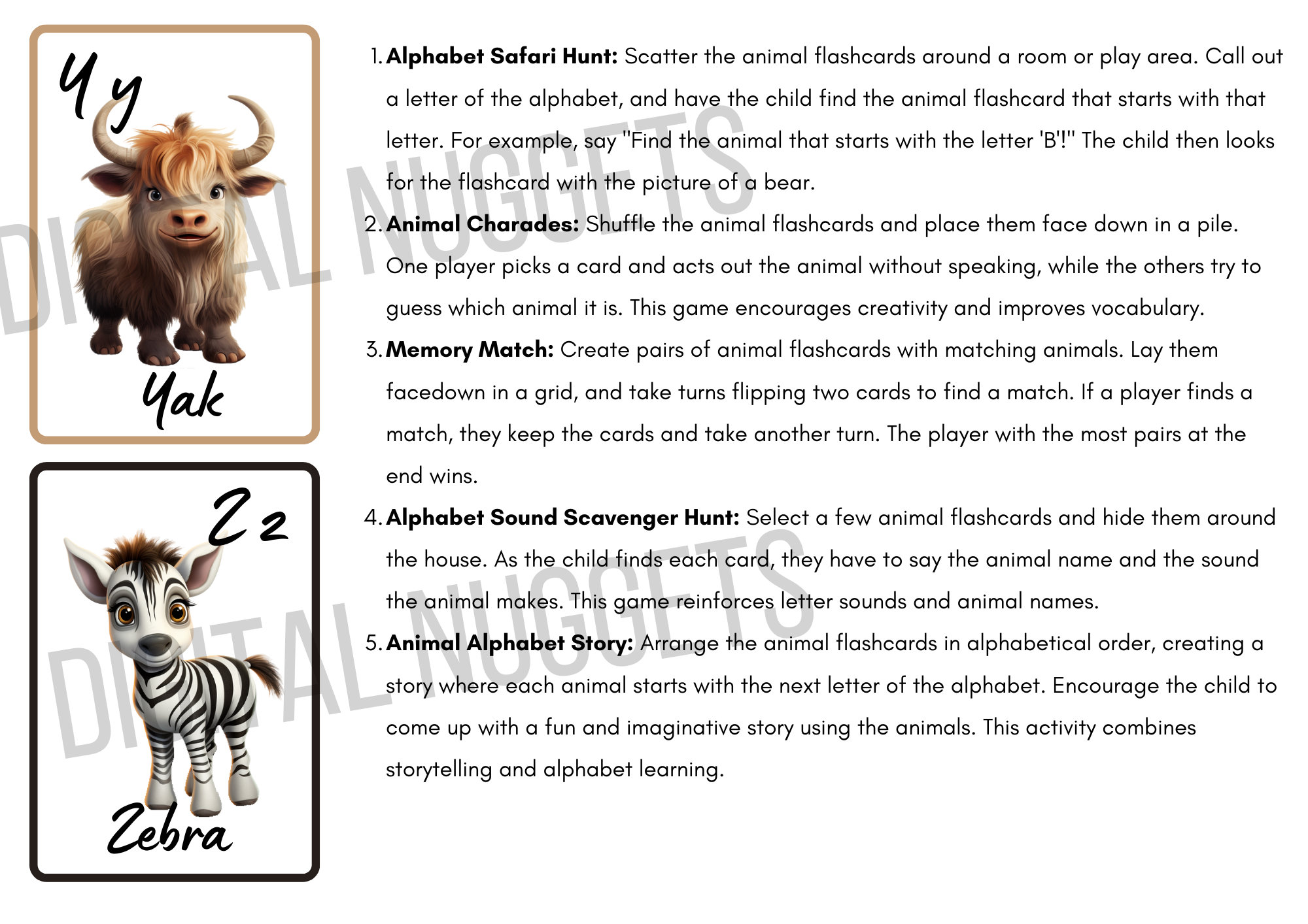 26 Animal Alphabet Flashcards: Engaging Educational Tool for - Etsy