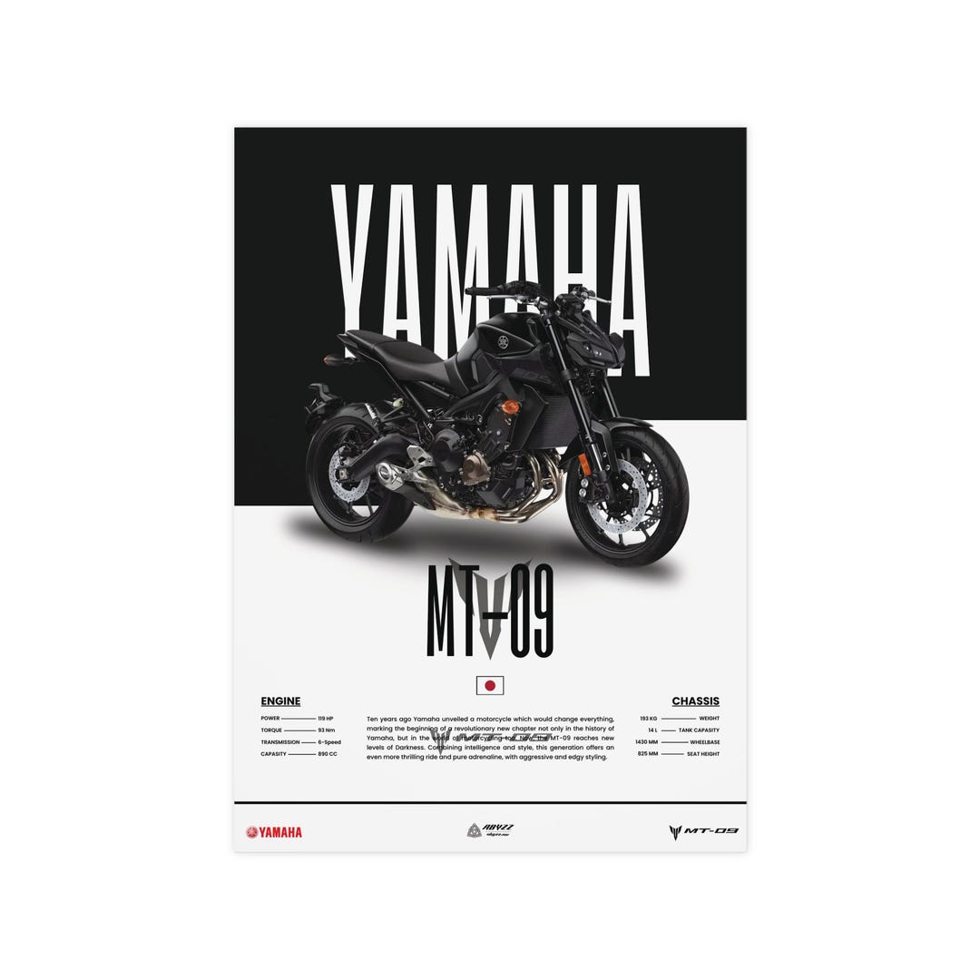 Yamaha MT-09 Poster Digital Download Motorcycle Poster Digital Print ...