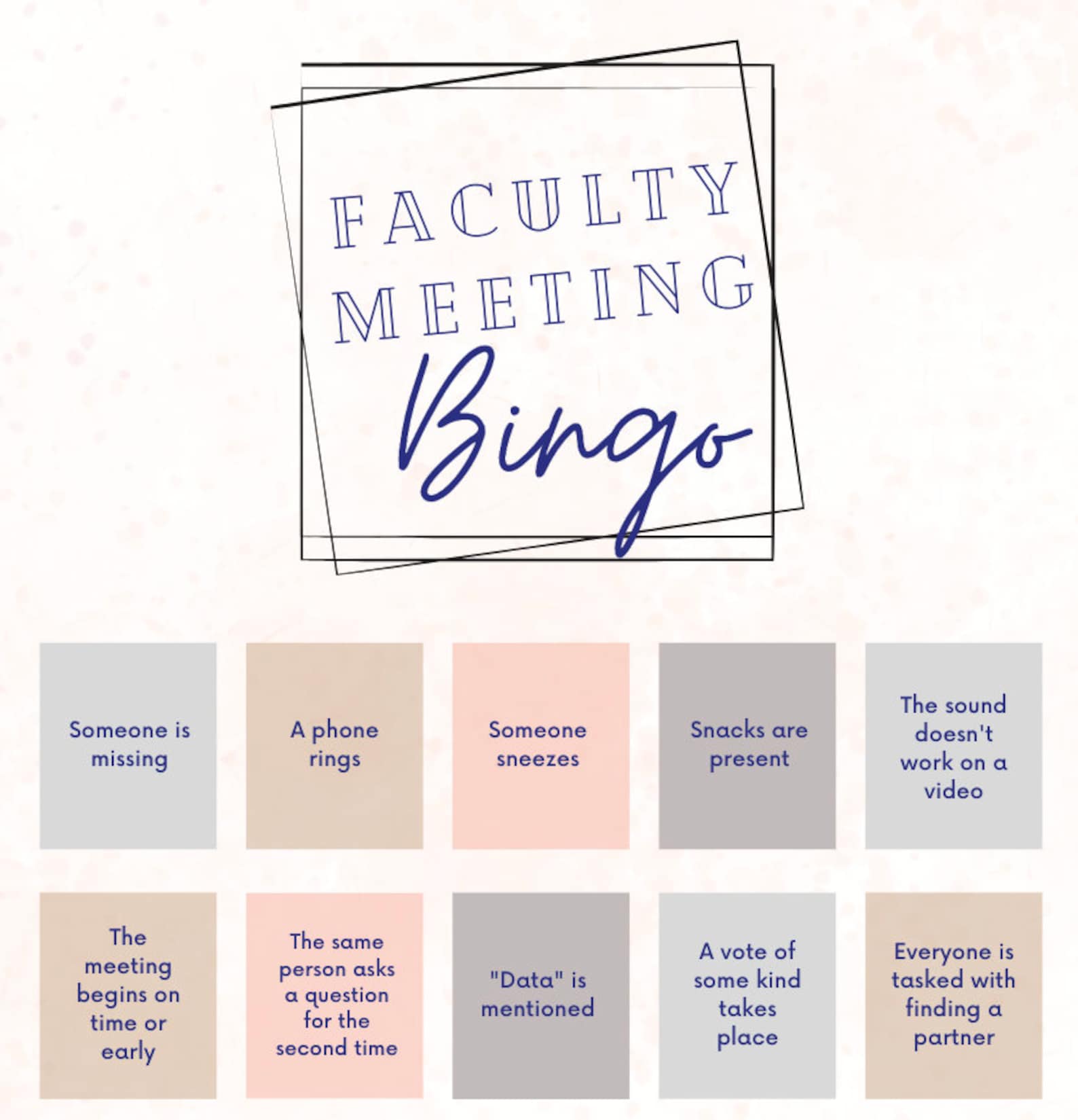 Faculty Meeting Teacher Bingo Cards Printable - Etsy