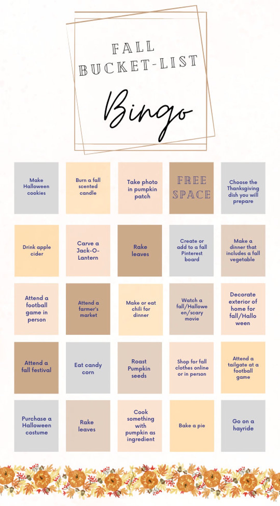 Editable Canva Fall Themed Bingo Cards Printable Game Halloween ...