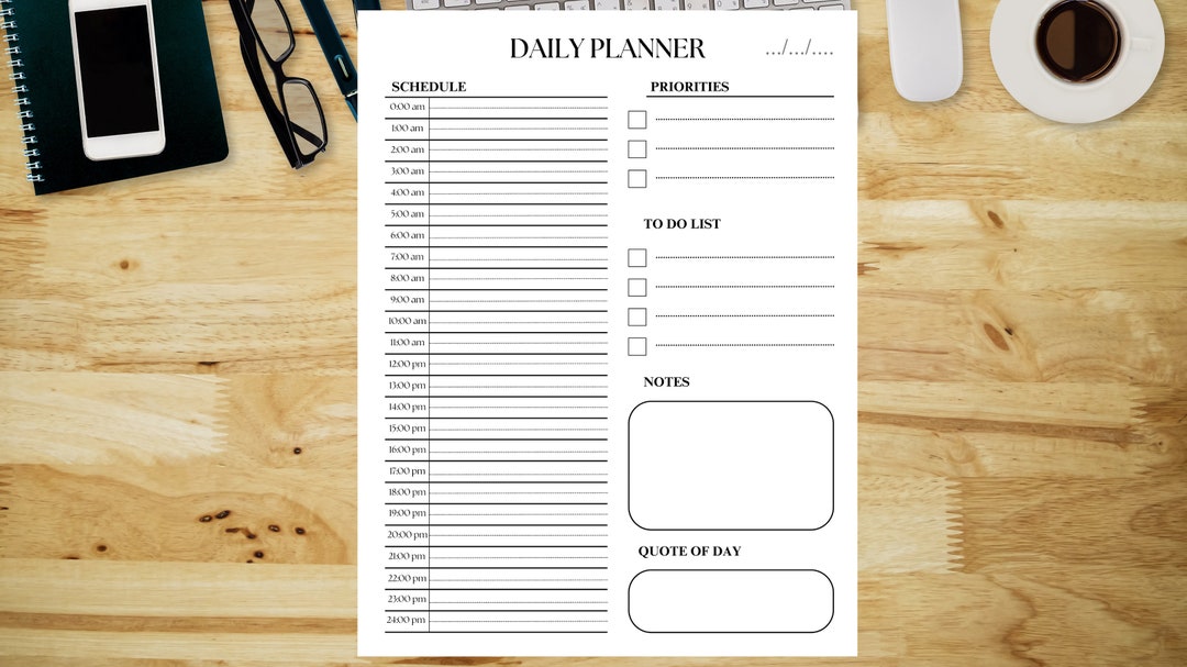 Printable A4 Daily Planner - Etsy