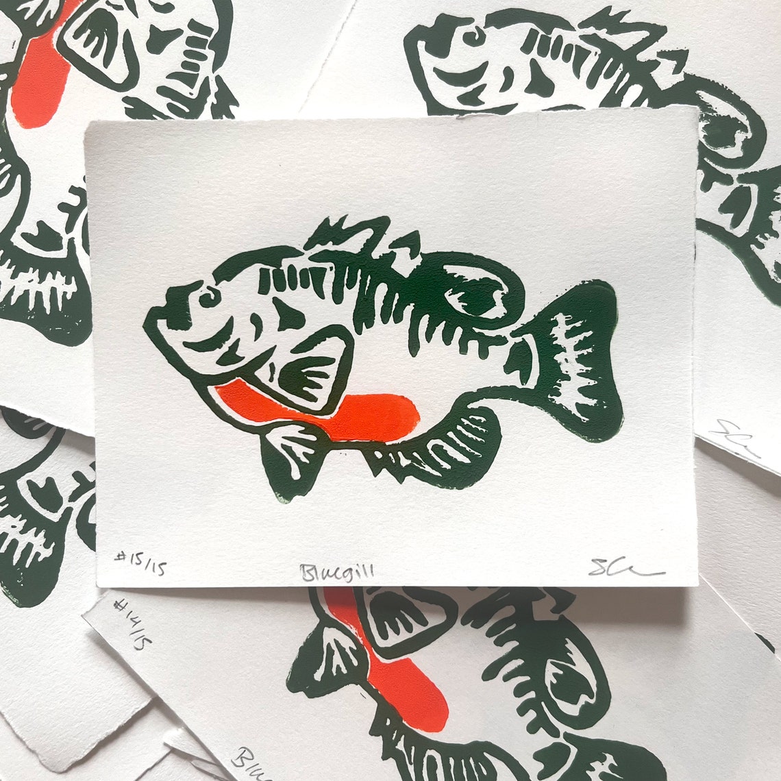 Bluegill | 4x5" Ready to Frame Block Print - Etsy