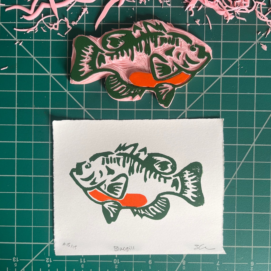 Bluegill | 4x5" Ready to Frame Block Print - Etsy