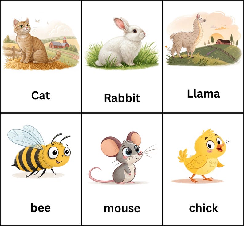 20 Animal Flash Cards, Montessori Materials, Educational Preschool ...