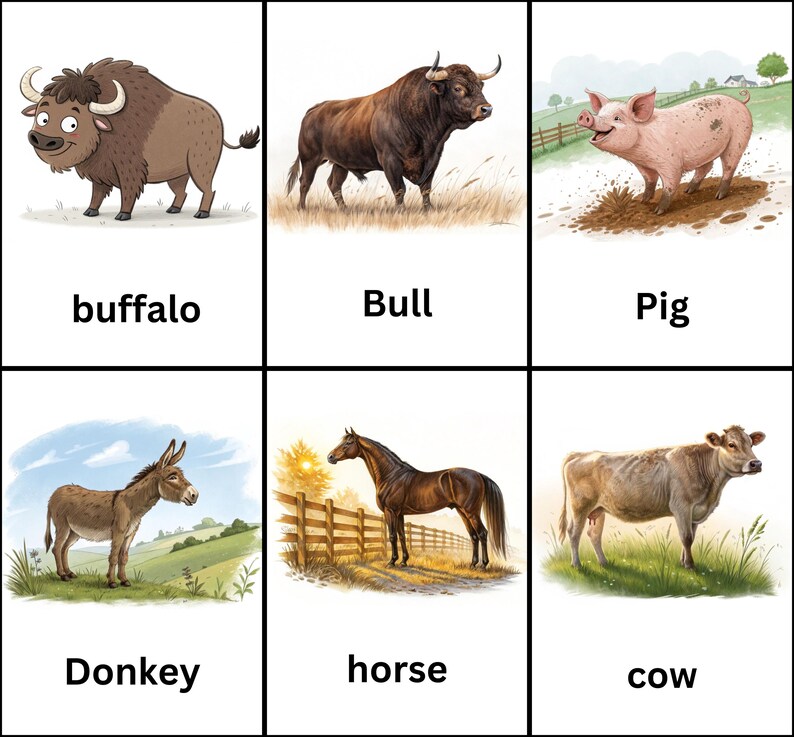 20 Animal Flash Cards, Montessori Materials, Educational Preschool ...