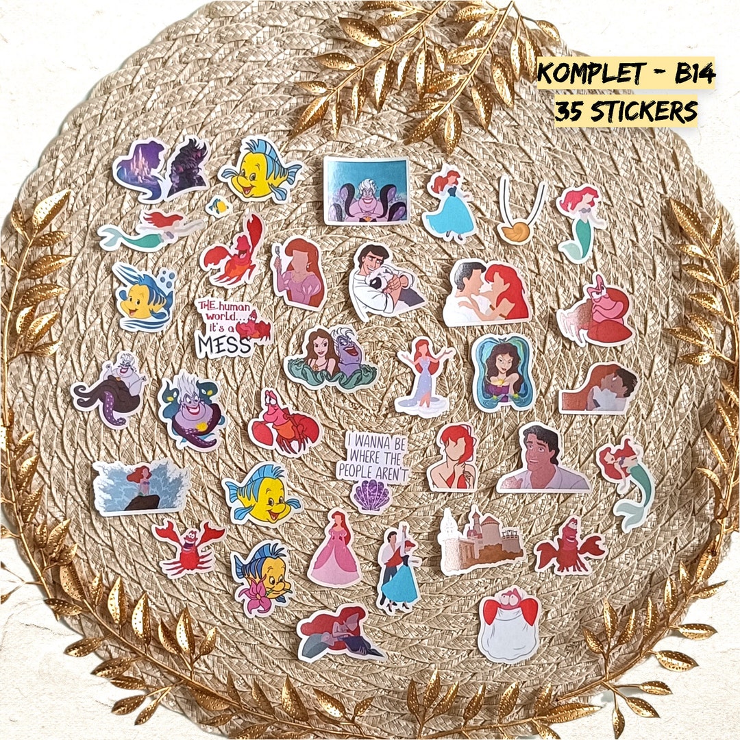The Little Mermaid Disney Pack, Ariel, Melody 67 STICKERS Synthetic ...