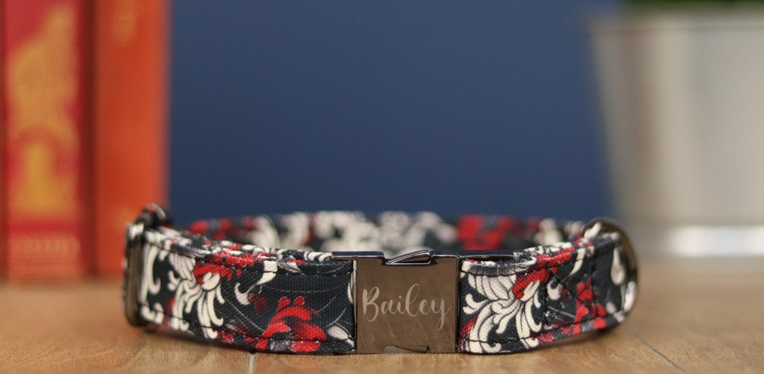 Japanese Traditional Tattoo Dog Collar, Personalized Laser Engraved ...