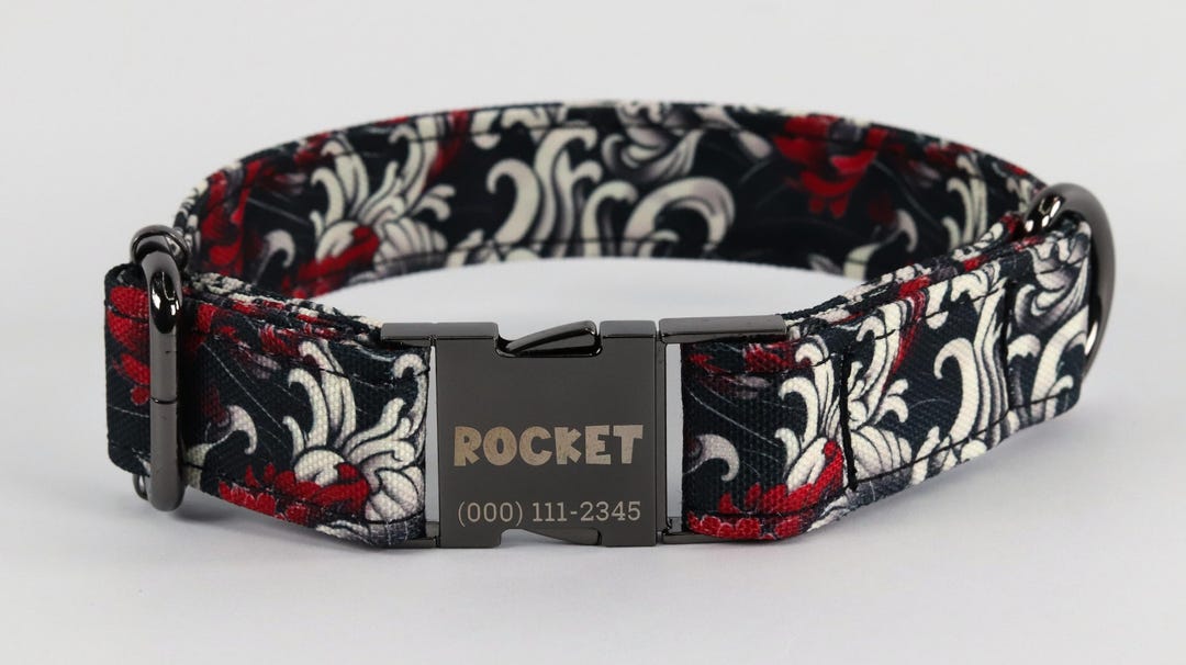 Japanese Traditional Tattoo Dog Collar, Personalized Laser Engraved ...