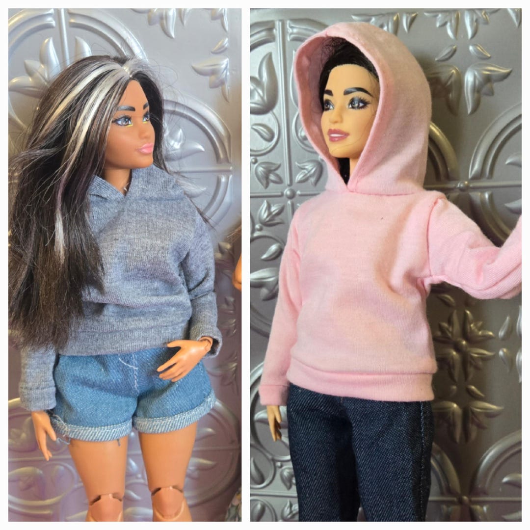 Curvy Girl Fashion Doll Clothes, Realistic Clothes Sweaters Hoodie for ...