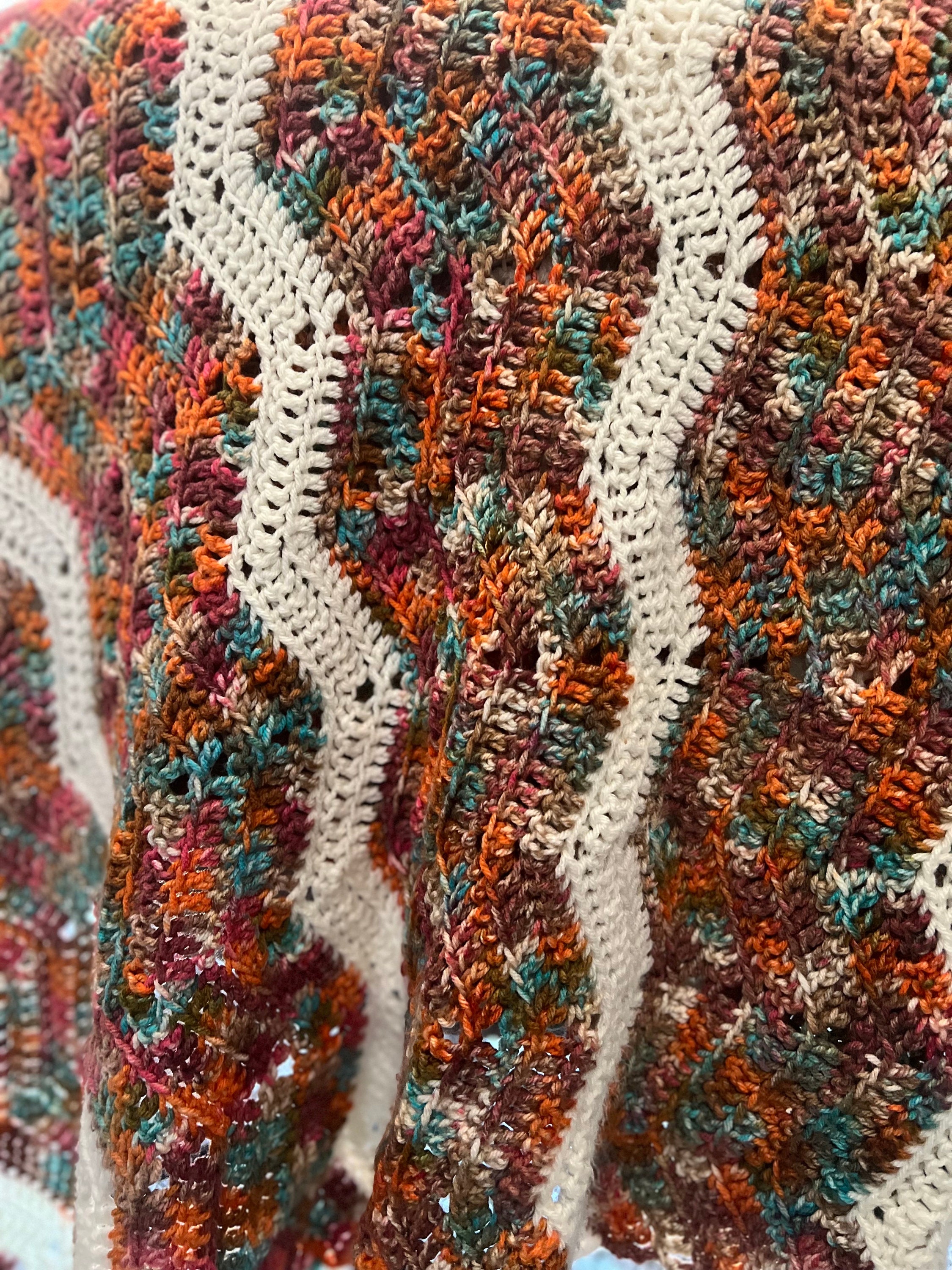 Multi-colored Chevron Crochet Blanket Brown Red Blue - Etsy