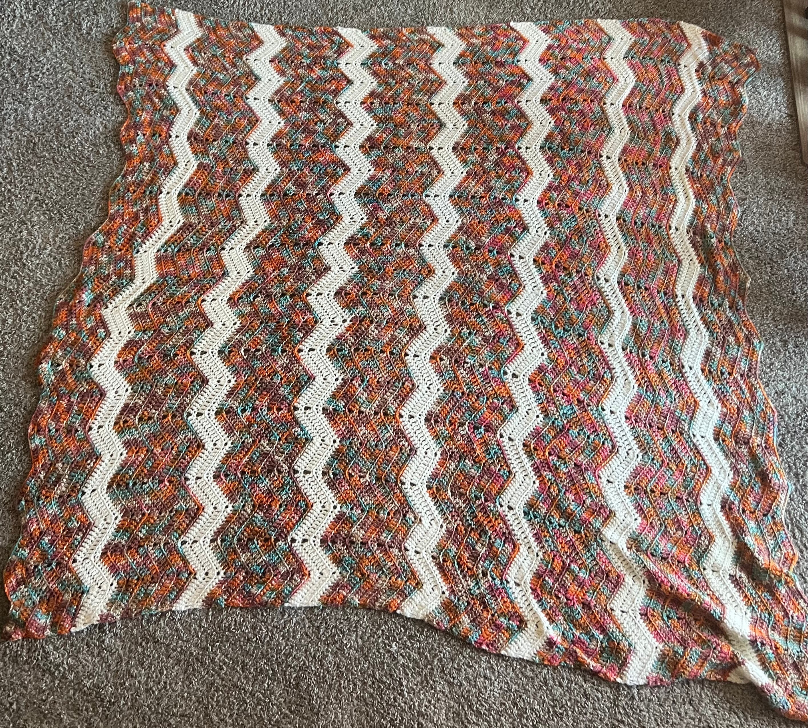Multi-colored Chevron Crochet Blanket Brown Red Blue - Etsy
