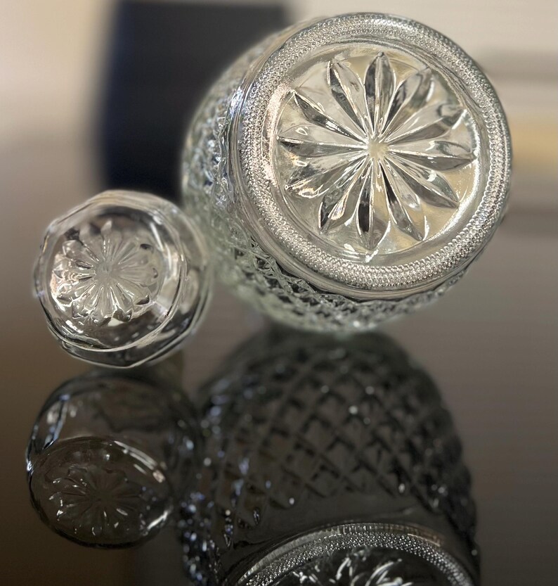 Crown Royal Decanter Vintage Glass With Lid Diamond Point Pattern - Etsy