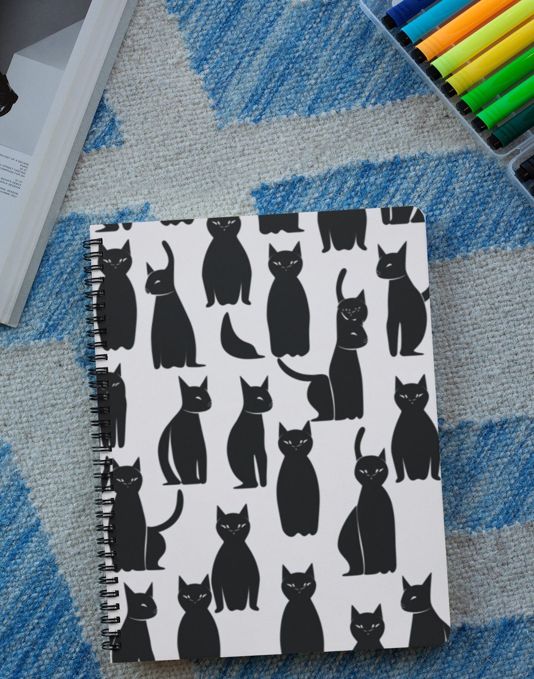 Black Cats Spiral Notebook, Custom Notebook, Cute Design Notebook ...