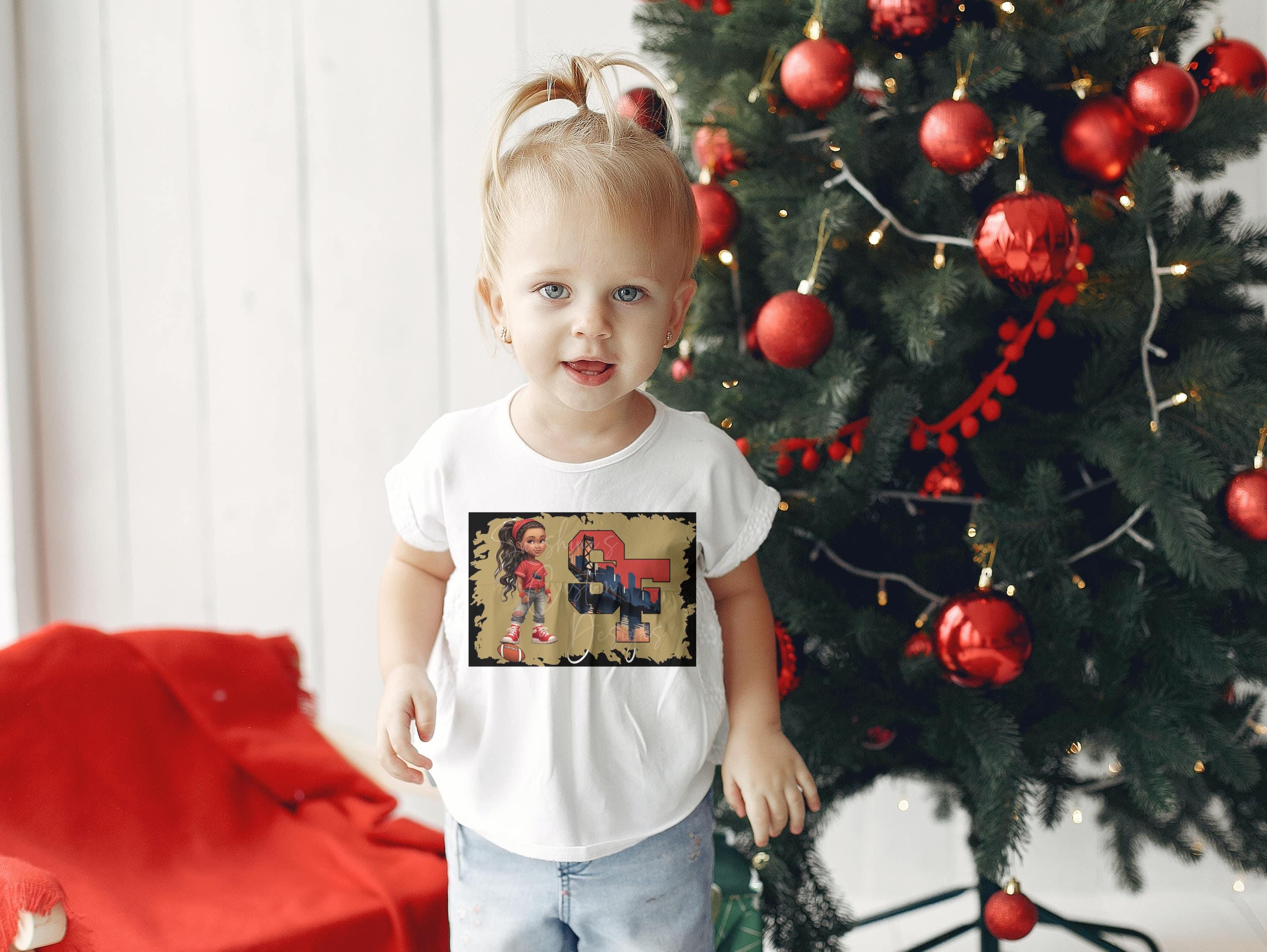 Red and Gold Football Little Girl Fan for Digital Image for T-shirts ...