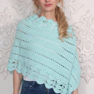 Light Crochet Poncho Pattern, Wrap Crochet Pattern, Peacock Poncho ...