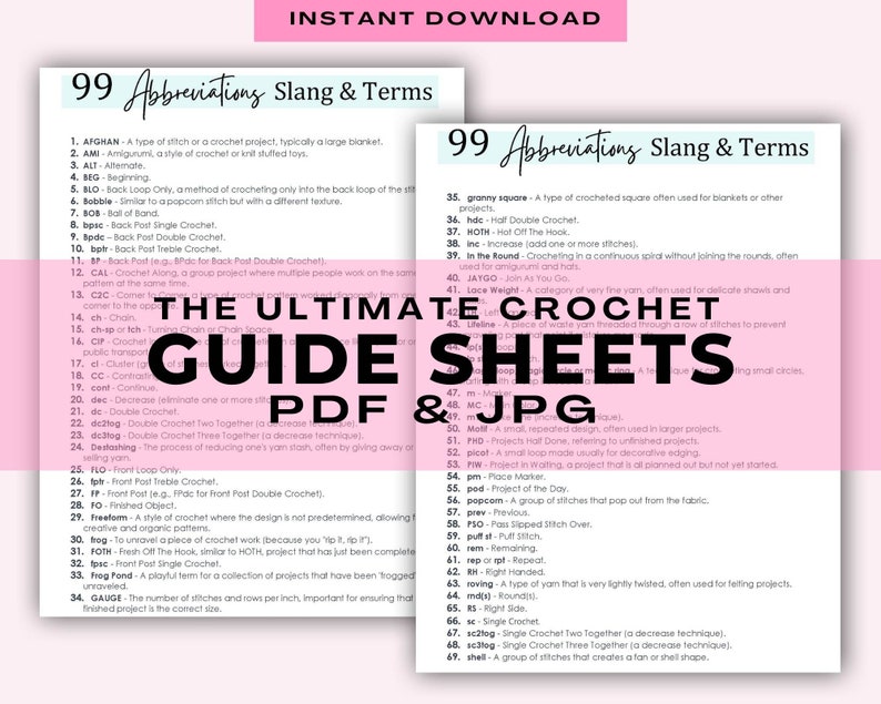Crochet Reference Sheets, Crochet Cheat Sheets, Crochet Guide, Tags ...
